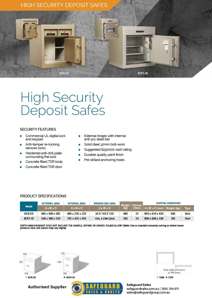 Guardall Security Deposit Safe KCR-2D – Safeguard Safes Australasia Pty Ltd